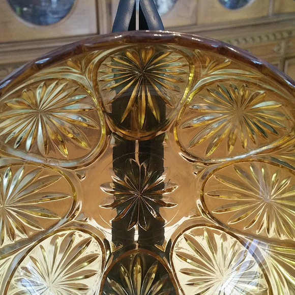 Vintage | Dining | Vintage Amber Pressed Glass Starburst Serving Bowl ...